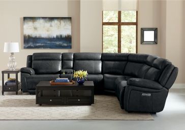 Living Room Motion Sectionals in Leather Motion Sectionals in Leather by Bassett Furniture Motion Sectionals in Graphite and Leather