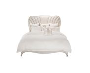 AICO London Place 4-Piece Upholstered Panel Bedroom Set in Creamy Pearl