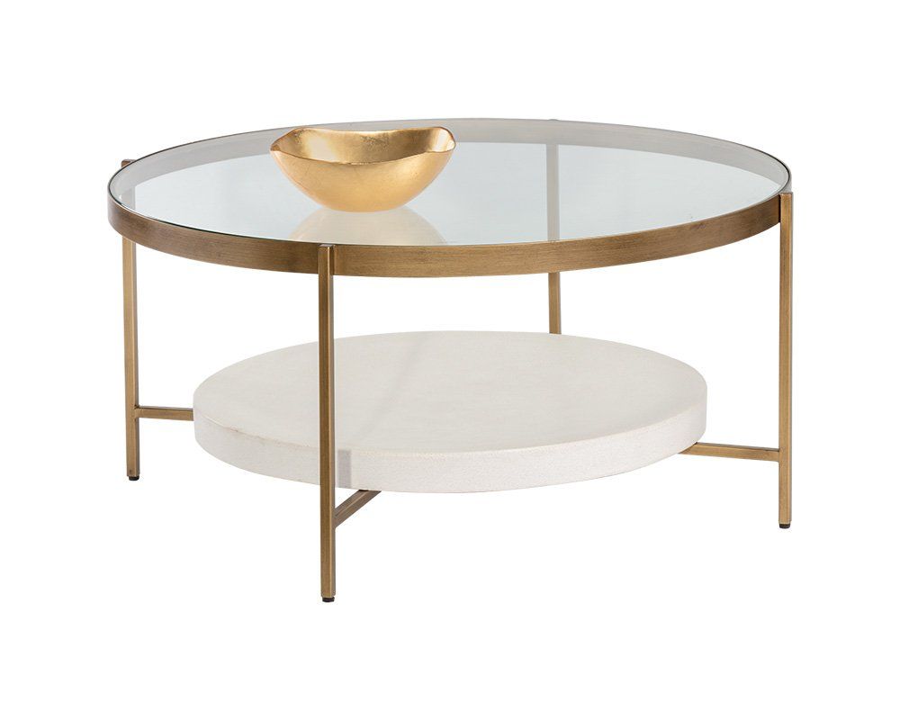SUNPAN Gia Coffee Table in Clear Antique Brass 105013 CODE UNIV20 for 20 Off