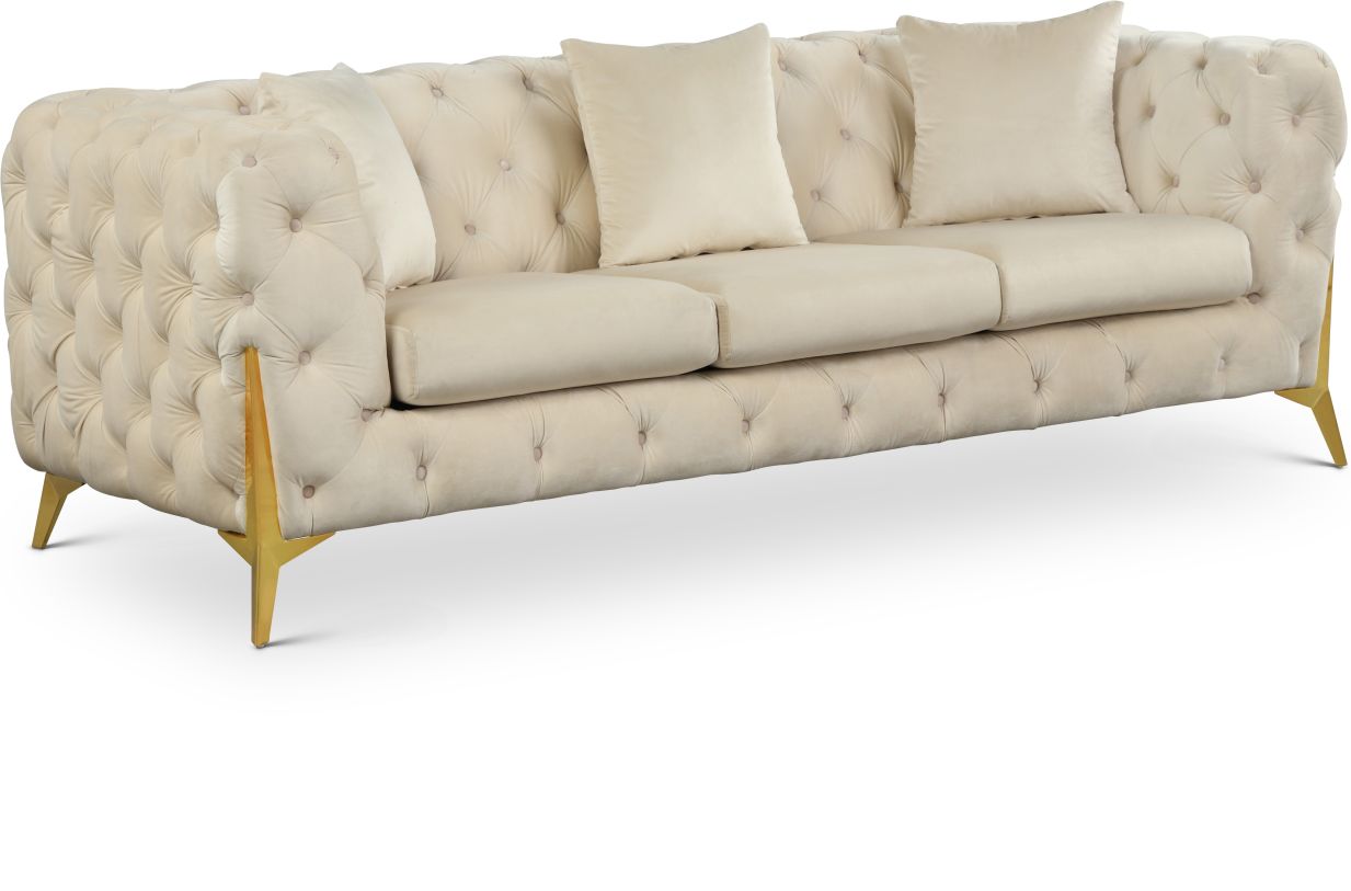 Cream velour sofa store