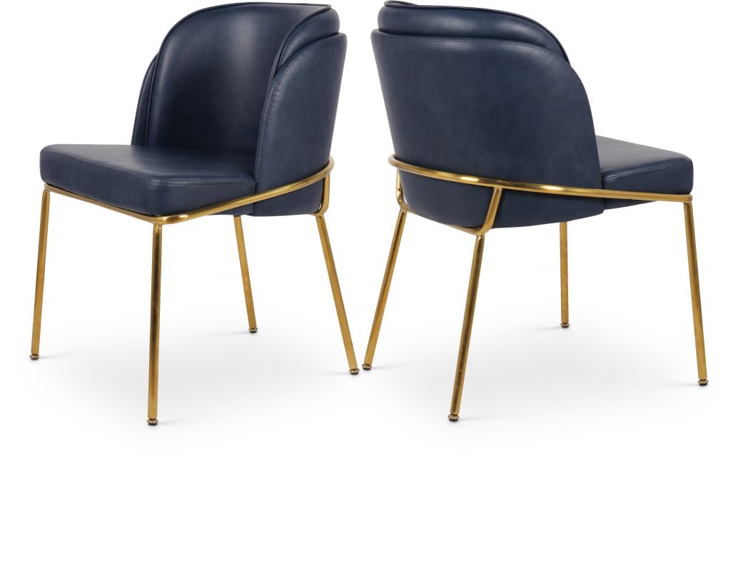 Meridian Jagger Faux Leather Dining Chair in Navy Faux Leather 882Navy C