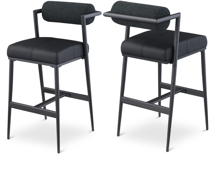 Meridian Stryker Boucle Fabric and Faux Leather Bar / Counter Stools in ...