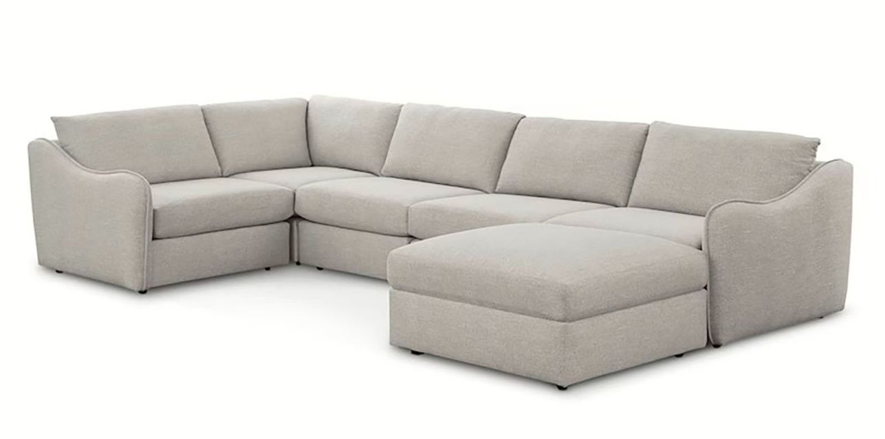Bassett Furniture Kendall 6pc Slope Arm Modular U Shaped Sectional in Gray 2774