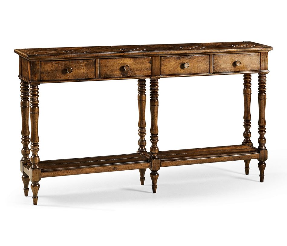Jonathan Charles Parquet Double Console Table in Country Farmhouse Walnut 491050 CFW
