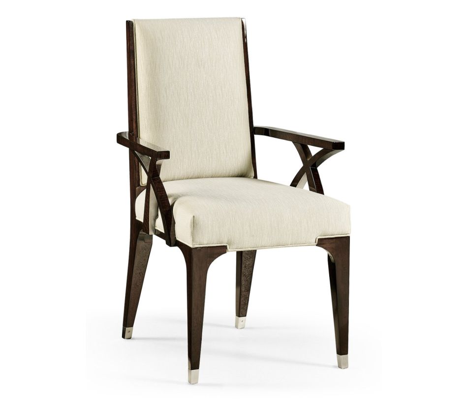 Jonathan Charles Black Eucalyptus Dining Arm Chair, Upholstered in ...