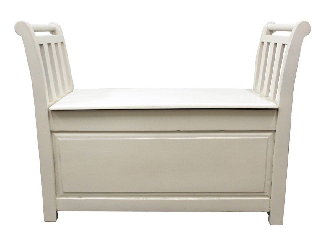 Moti Furniture Winged Storage Bench in White 55010006