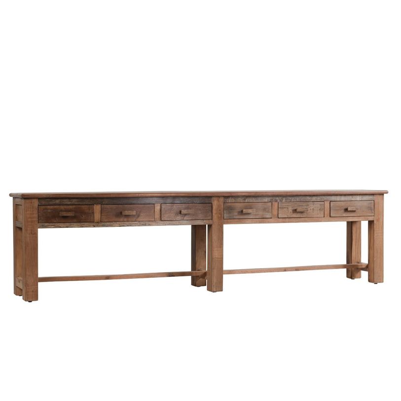 Classic Home Ezra 6 Drawer Console Table in Natural 59012107
