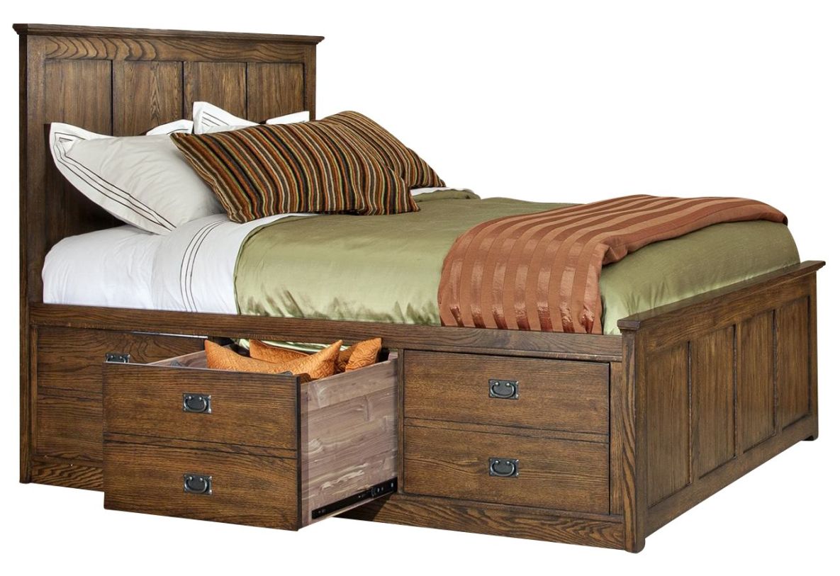 Intercon Furniture Oak Park 4-Piece Panel w/ 6 Storage Drawers Bedroom ...