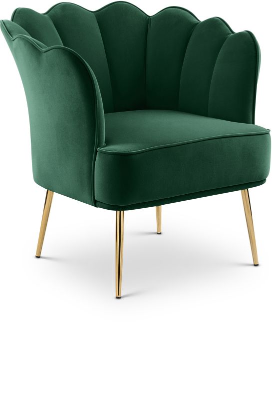 Green velvet scallop chair store