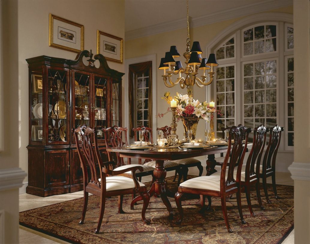 American Drew Cherry Grove 7 pc Double Pedestal Dining Set in Classic Antique