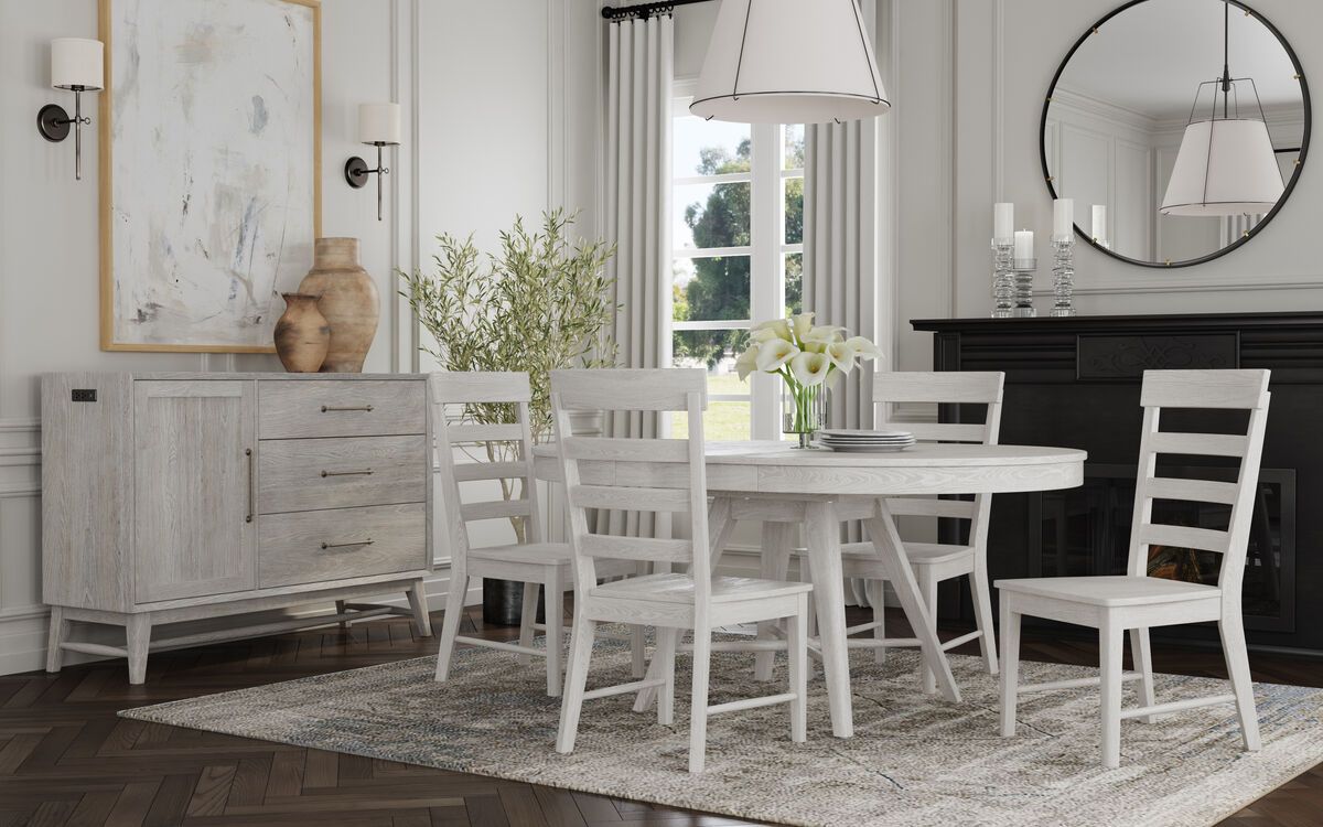 Intercon Furniture Bayside 5-Piece Round Dining Table Set in White