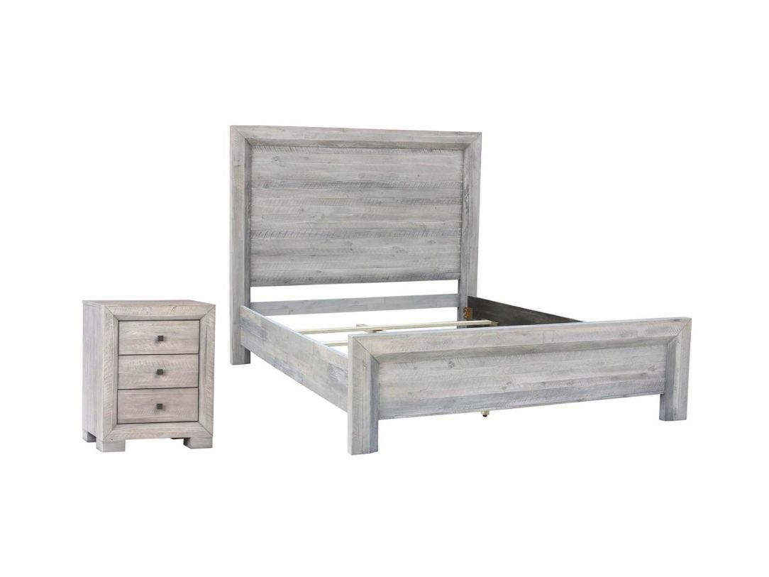 2pc Bedroom Set in Grey Washed