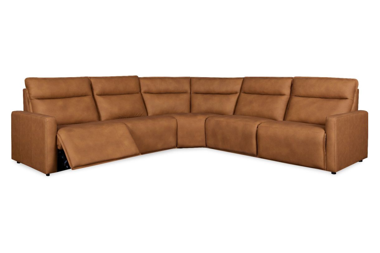 Shop Leather Italia Usa Adell 5pc Sectional In Saddle