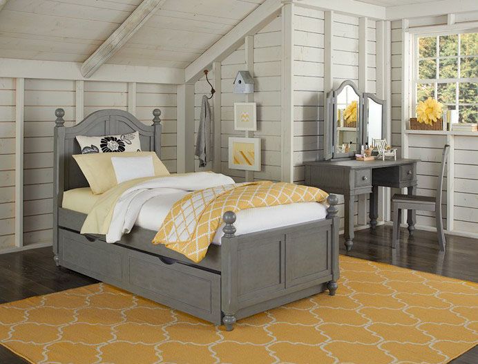 Hillsdale Furniture Lake House Payton Twin Arch Bed with Trundle in Stone 2010NT PROMO
