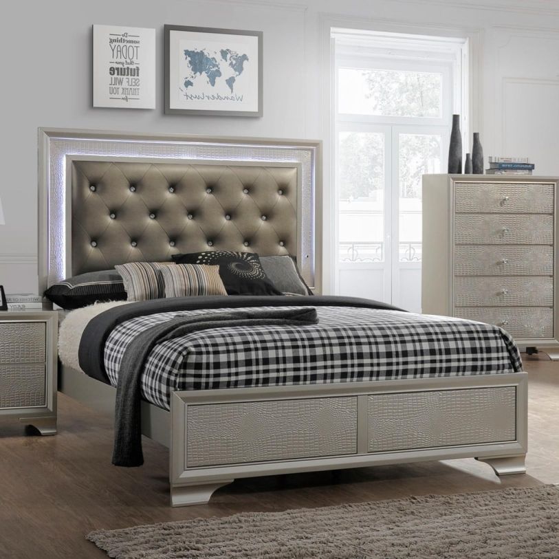 Crown mark upholstered panel bed store