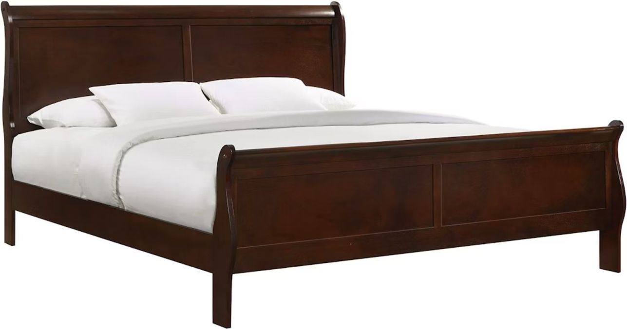 Elements International Louis Philippe Queen Panel Bed in Cherry B.11455.QB