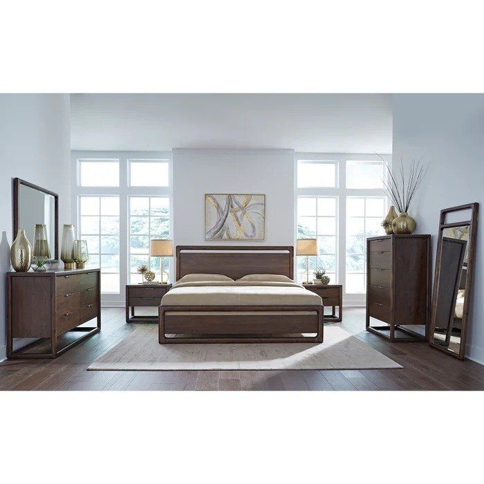 Modus Furniture Sol 2pc Platform Bedroom Set in Brown Spice