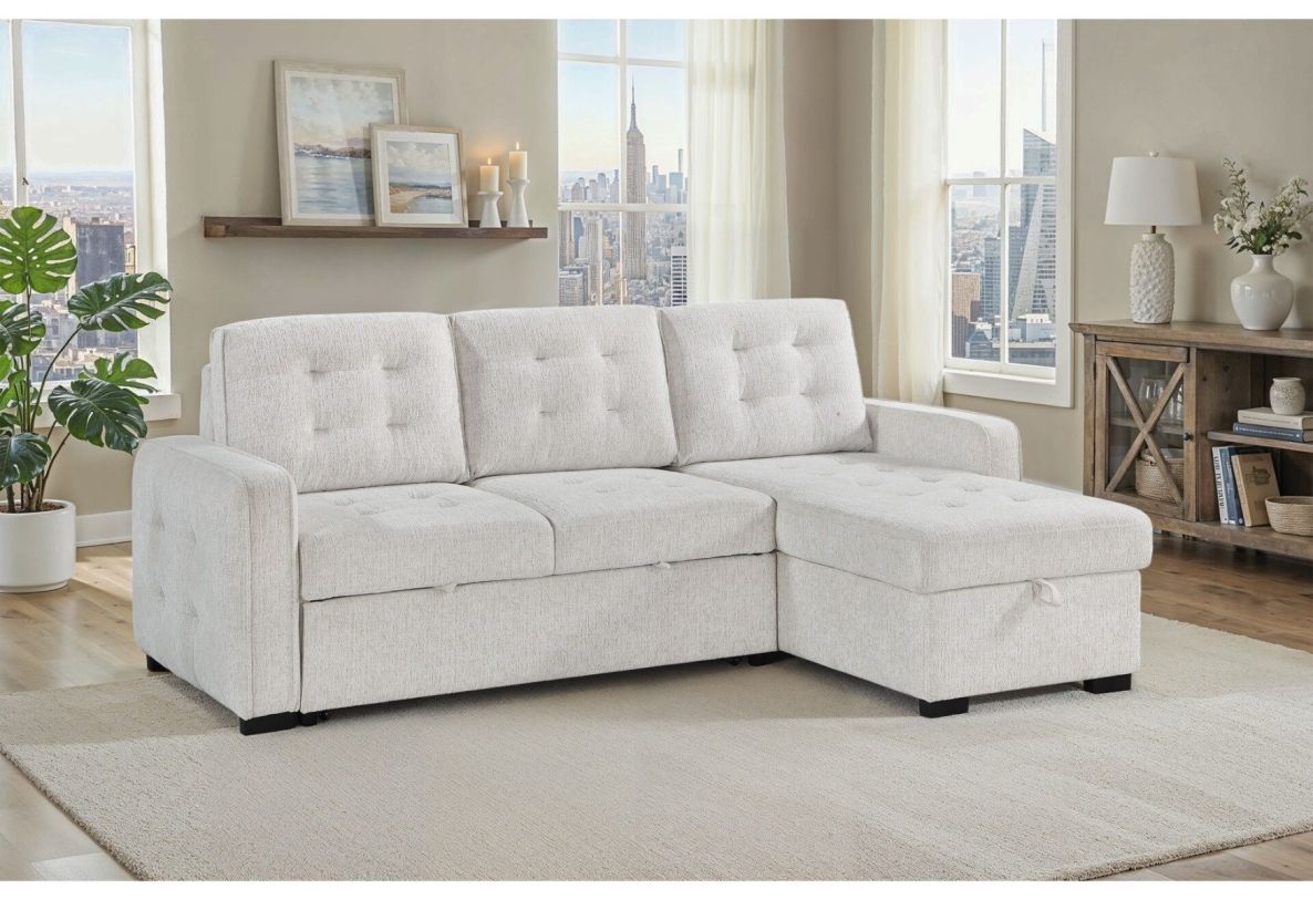 Global Furniture U0707 Reversible Sofa in Chalk U0707-CHALK-REVERSIBLE ...