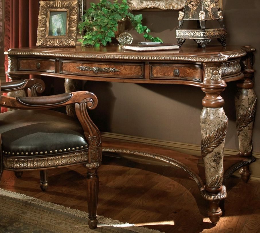 Shop AICO Villa Valencia Writing Desk in Chestnut