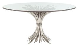 Bernhardt Somerset Round Glass Top Dining Table in Silver Leaf 369774-E54