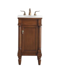 Elegant 18 In. Single Bathroom Vanity in Walnut with Ivory White ...