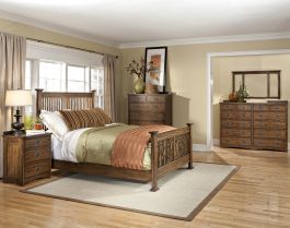 Intercon Furniture Oak Park 4-Piece Slat Bedroom Set in Mission
